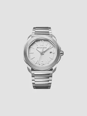 BVLGARI Octo Roma Stainless Steel & Rubber Strap Watch