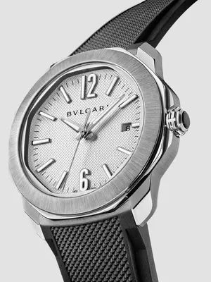 BVLGARI Octo Roma Stainless Steel & Rubber Strap Watch