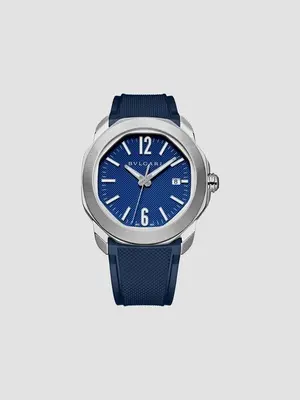BVLGARI Octo Roma Stainless Steel Automatic Bracelet Watch - Blue