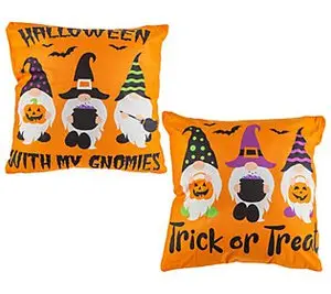 GERSON INTERNATIONAL Set Of 2 Halloween Gnome Throw Pillows Gerso Co - One-color