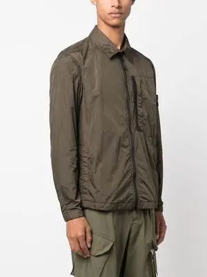 Stone Island Compass-patch Zip-up Jacket - Green