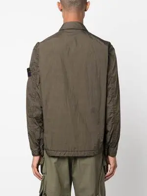 Stone Island Compass-patch Zip-up Jacket - Green