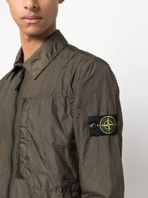 Stone Island Compass-patch Zip-up Jacket - Green