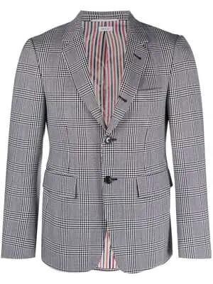 Thom Browne Check-pattern Single-breasted Blazer - Black