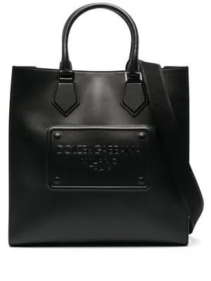 Dolce & Gabbana Logo-embossed Leather Tote - Black