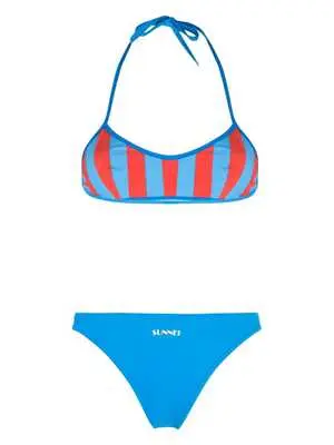 Sunnei Reversible Striped Bikini Set - Blue