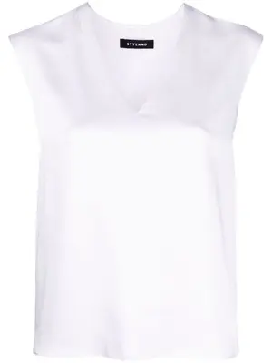 STYLAND Satin-finish V-neck Top
