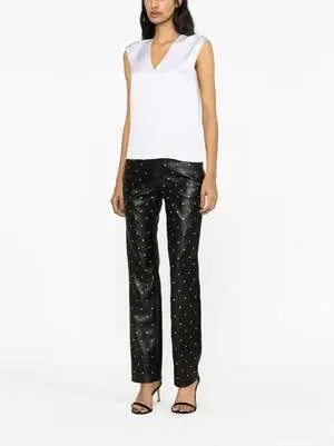 STYLAND Satin-finish V-neck Top