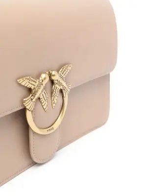 Pinko Classic Love Leather Shoulder Bag - Neutrals