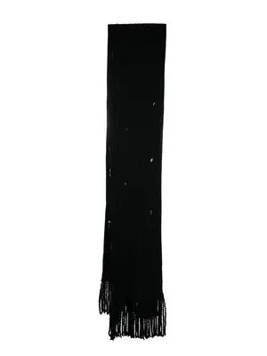 Roberto Cavalli Cable-knit Wool Scarf - Black