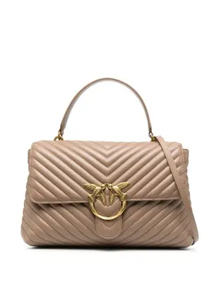Pinko Large Love Bag Puff Chevron Quilted Nappa Leather Shoulder Bag