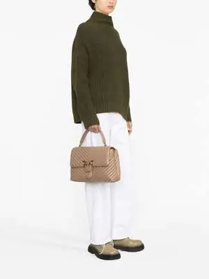 Pinko Large Love Bag Puff Chevron Quilted Nappa Leather Shoulder Bag