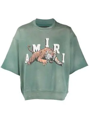 Amiri Vintage Ss Tiger-print Short-sleeve Sweatshirt