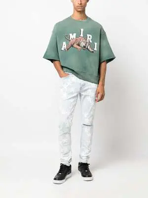 Amiri Vintage Ss Tiger-print Short-sleeve Sweatshirt