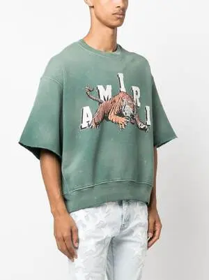 Amiri Vintage Ss Tiger-print Short-sleeve Sweatshirt