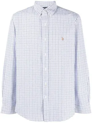 Polo Ralph Lauren Grid-pattern Logo-embroidered Cotton Shirt - White