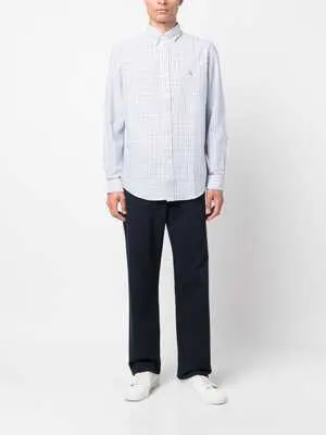 Polo Ralph Lauren Grid-pattern Logo-embroidered Cotton Shirt - White