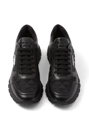 Prada Logo-jacquard Leather Sneakers