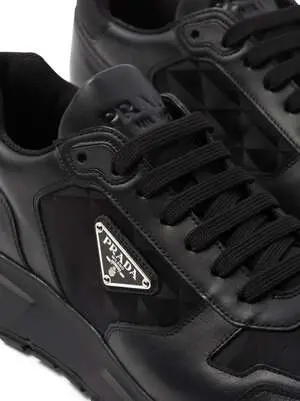 Prada Logo-jacquard Leather Sneakers
