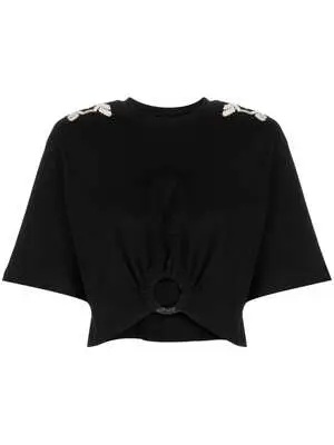 Johanna Ortiz Ensenada Embroidered T-shirt - Black