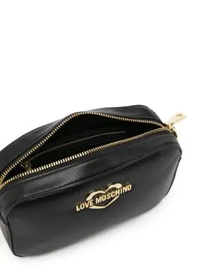 Moschino Leather Camera Bag With Logo Plaque