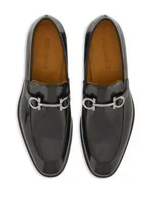 FERRAGAMO Gancini Leather Loafers - Black