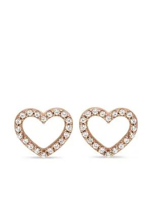 VEYNOU 14k Rose Gold Diamond Heart Stud Earrings - Pink