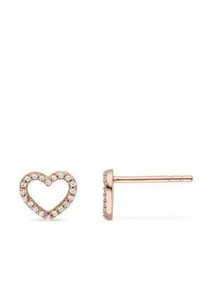 VEYNOU 14k Rose Gold Diamond Heart Stud Earrings