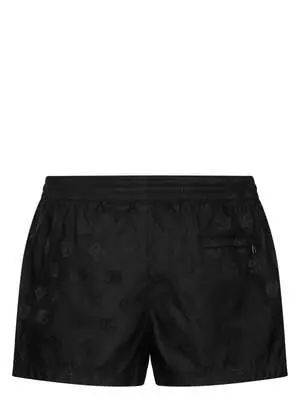 Dolce & Gabbana Dg Monogram-print Swim Shorts - Black
