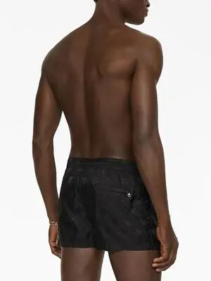 Dolce & Gabbana Dg Monogram-print Swim Shorts - Black