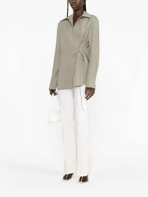 JIL SANDER Self-tie Wool Shirt - Green