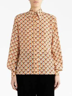 Etro Floral-print Silk Shirt - Brown