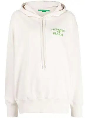 Stella McCartney Slogan-print Drawstring Cotton Hoodie - Neutrals