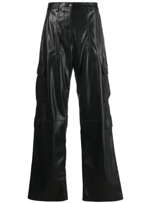 MSGM Faux-leather Cargo Trousers - Black