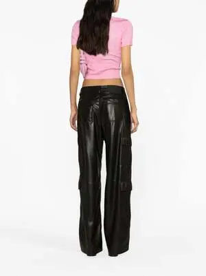 MSGM Faux-leather Cargo Trousers - Black