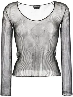 TOM FORD Sheer Ribbed Jersey Top