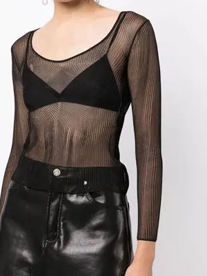 TOM FORD Sheer Ribbed Jersey Top