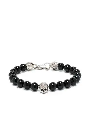 Emanuele Bicocchi Skull Detail Bead Bracelet - Silver