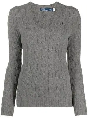 Polo Ralph Lauren Pony-motif Cable-knit Jumper - Grey