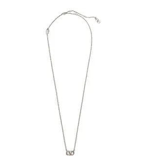 Valentino Garavani Crystal Vlogo Necklace - Silver