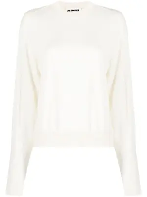 JIL SANDER Ribbed Crew Neck Jumper - White