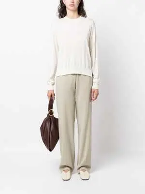 JIL SANDER Ribbed Crew Neck Jumper - White