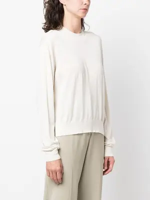 JIL SANDER Ribbed Crew Neck Jumper - White
