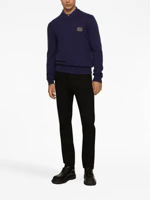 Dolce & Gabbana Logo-plaque Slim-fit Jeans - Black