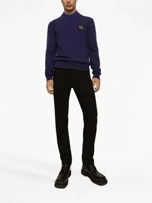 Dolce & Gabbana Logo-plaque Slim-fit Jeans - Black