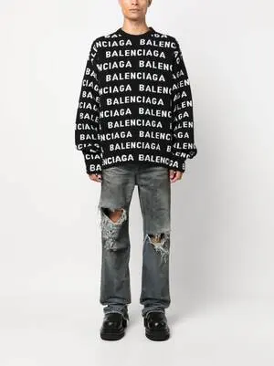 Balenciaga Intarsia-knit Logo Jumper