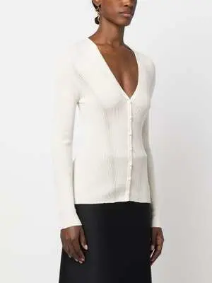 LANVIN Ribbed V-neck Cardigan