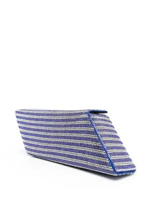 Kara Crystal Mesh Parallelogram Clutch - Blue