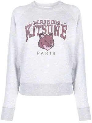 Maison Kitsuné Fox-motif Cotton Jumper - Grey