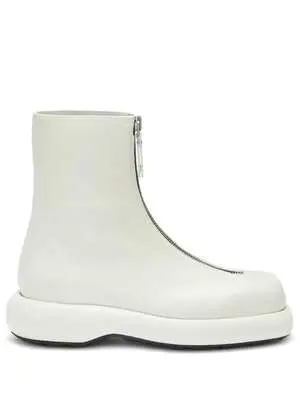 JIL SANDER Zip-up Leather Boots - White